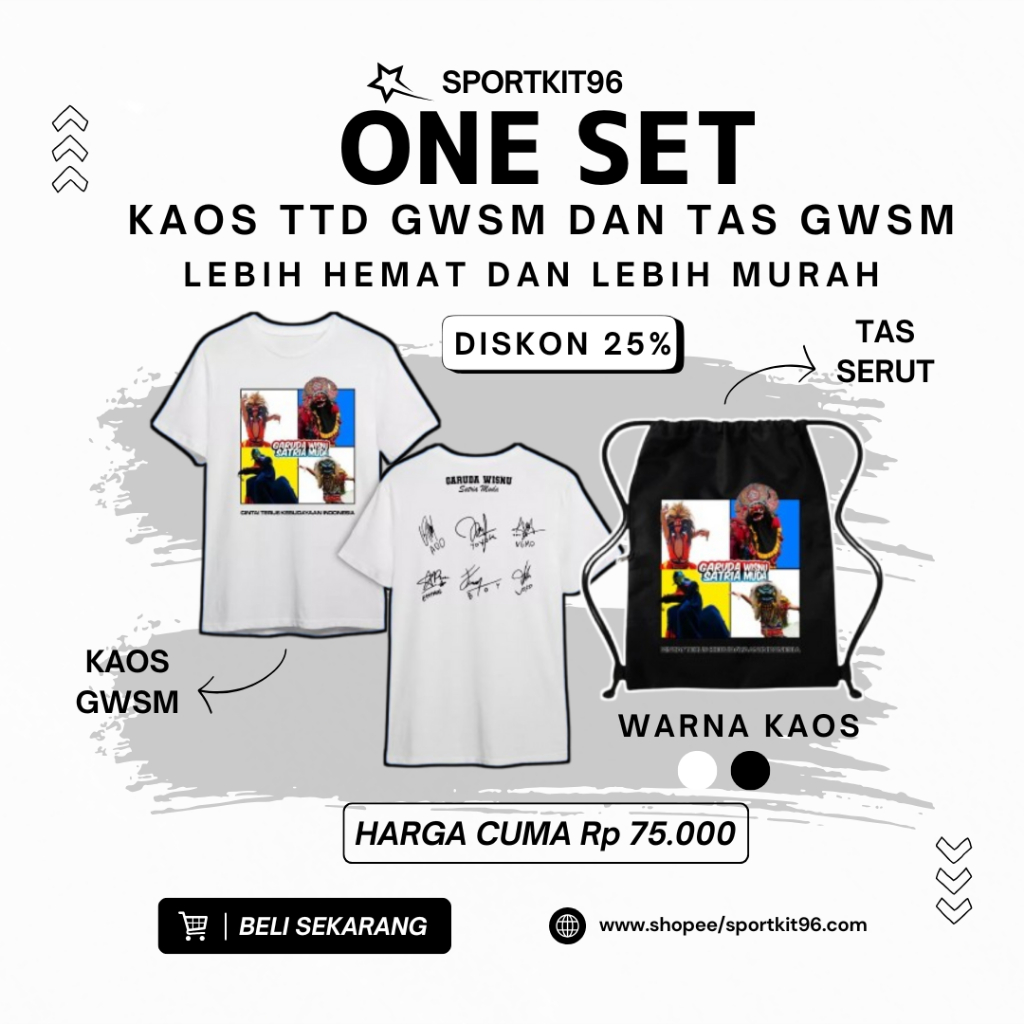 Jual ONE SET Kaos GWSM Terbaru 4 Gambar Garuda Wisnu Satria Muda ...
