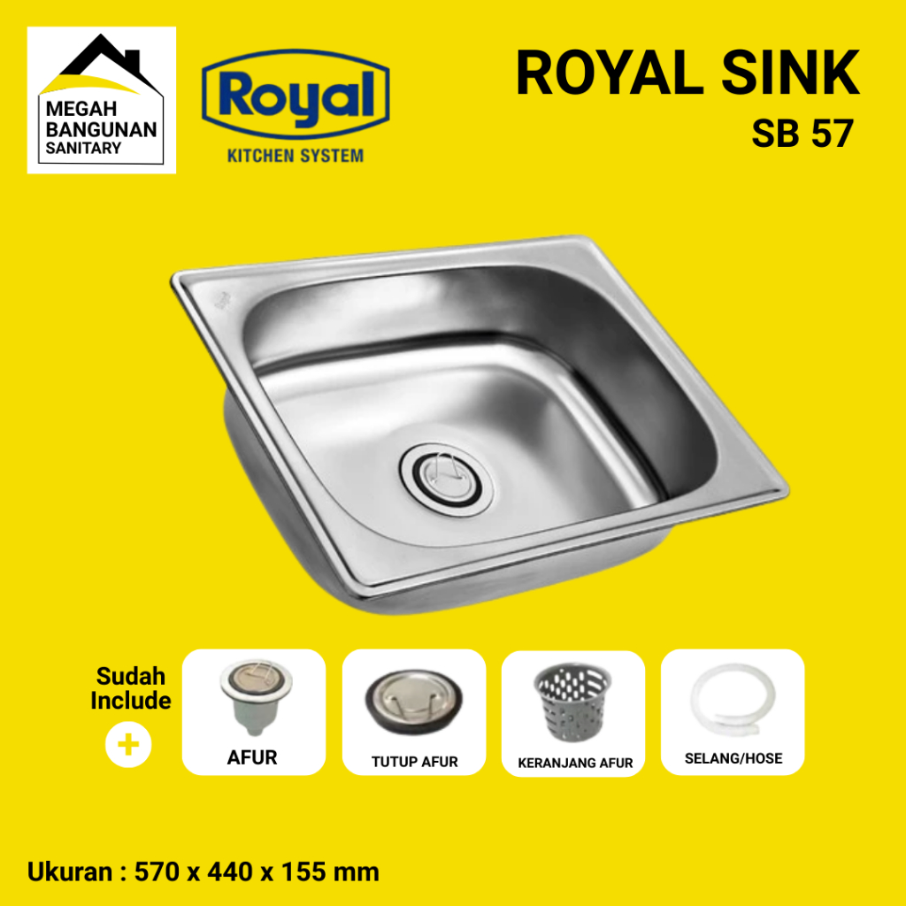 Jual Kitchen SInk Bak Cuci Piring Stainless Steel Royal Sink SB 57 ...