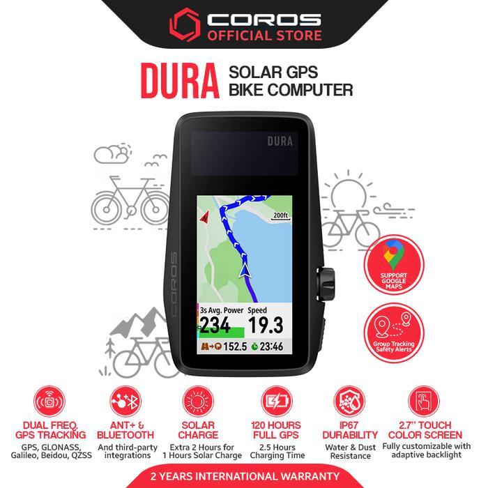 Jual Coros Dura Solar GPS Bike Computer 120-Hour GPS Battery Life with ...
