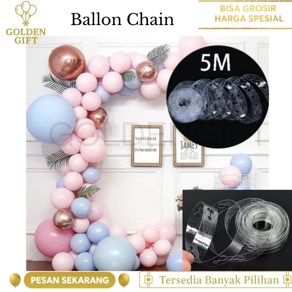 Jual 1 Roll Panjang 5 meter Ballon Chain Tape Strip u/ Dekorasi Balon ...