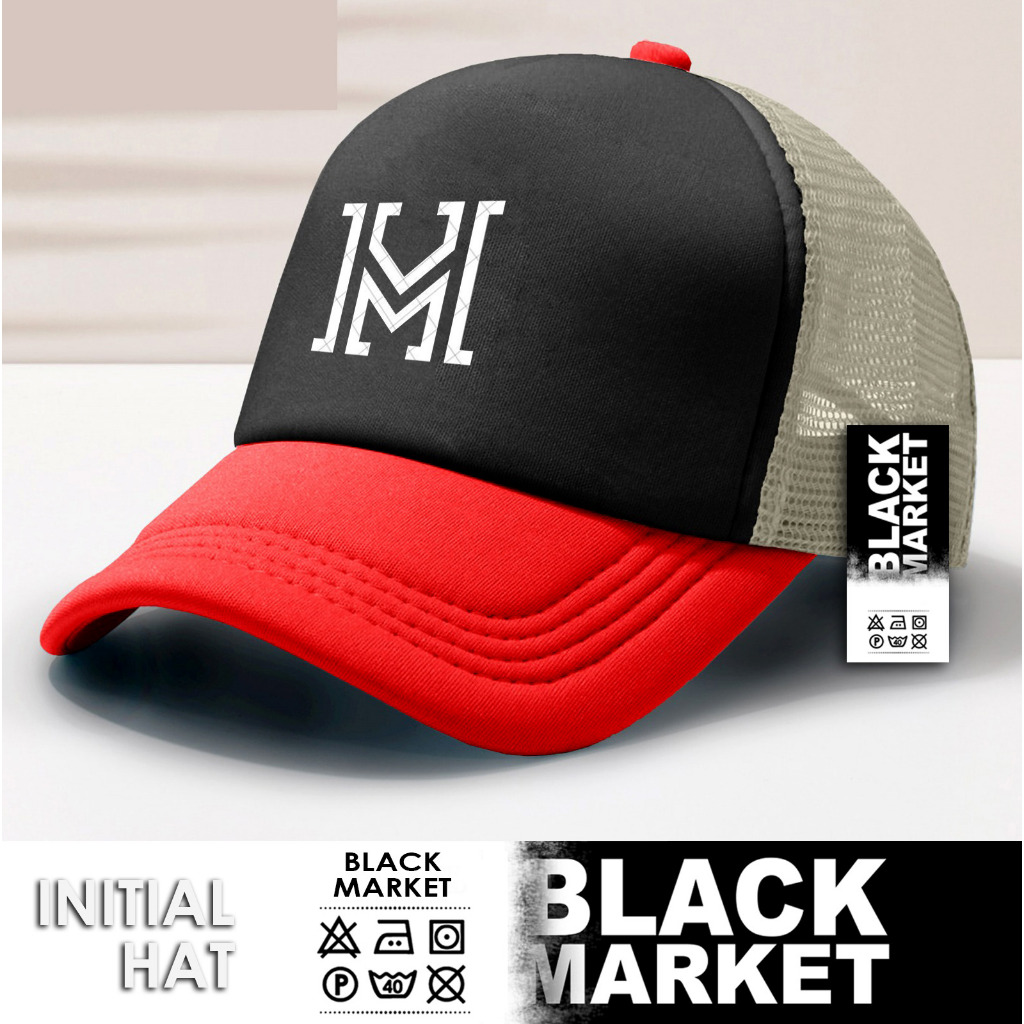 Jual Topi Trucker Inisial Huruf Abjad Motif Mono Glow In The Dark A B C ...