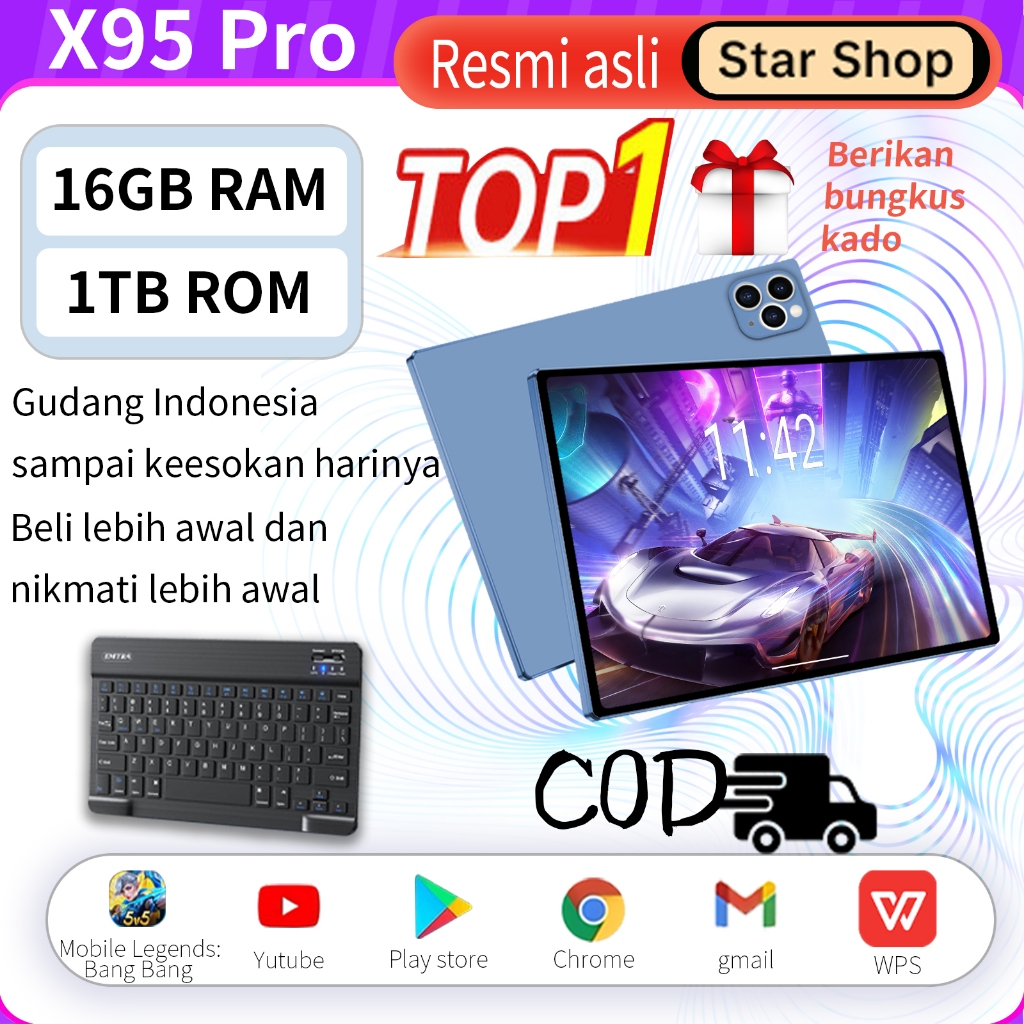 Jual Tablet X95 16gb+1024gb Android 12 layar 10,8 inci 5g dual-sim Wifi ...