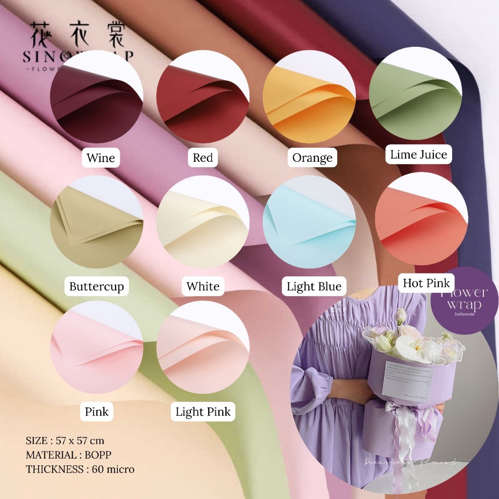 Jual Flower wrapping paper Cellophane varian Solid Polos premium paper ...
