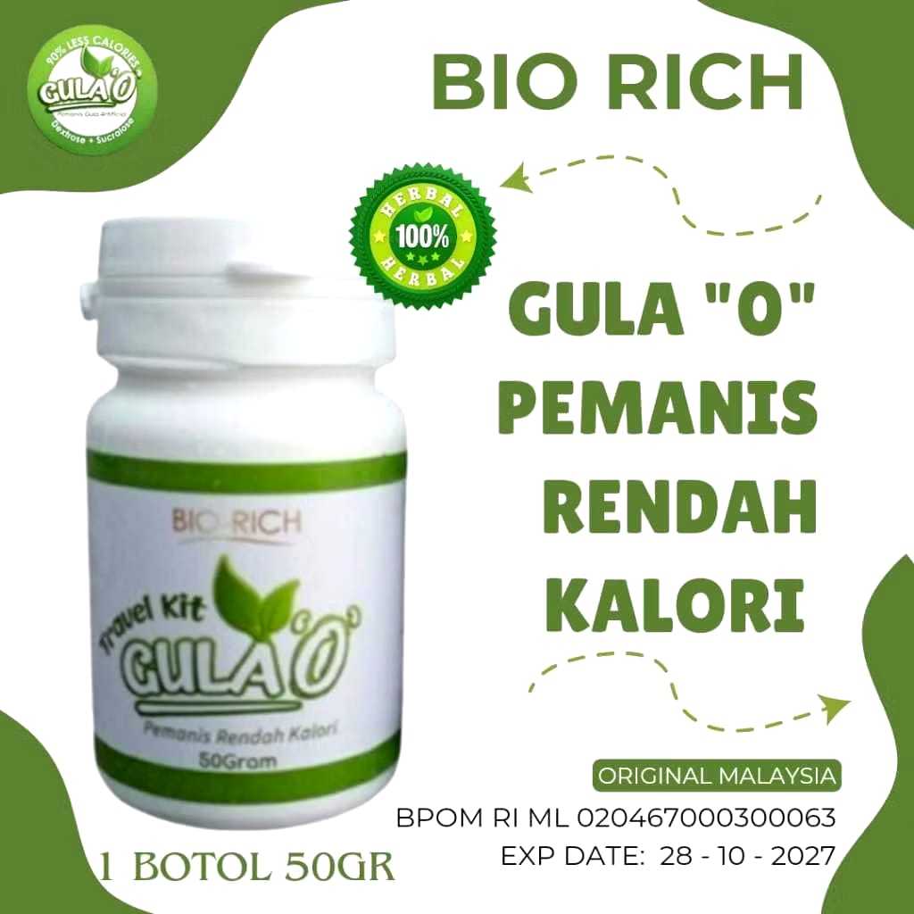Jual Gula O Gula 0 kalori Original Bio Rich Malaysia Gula Sehat 1 Botol ...