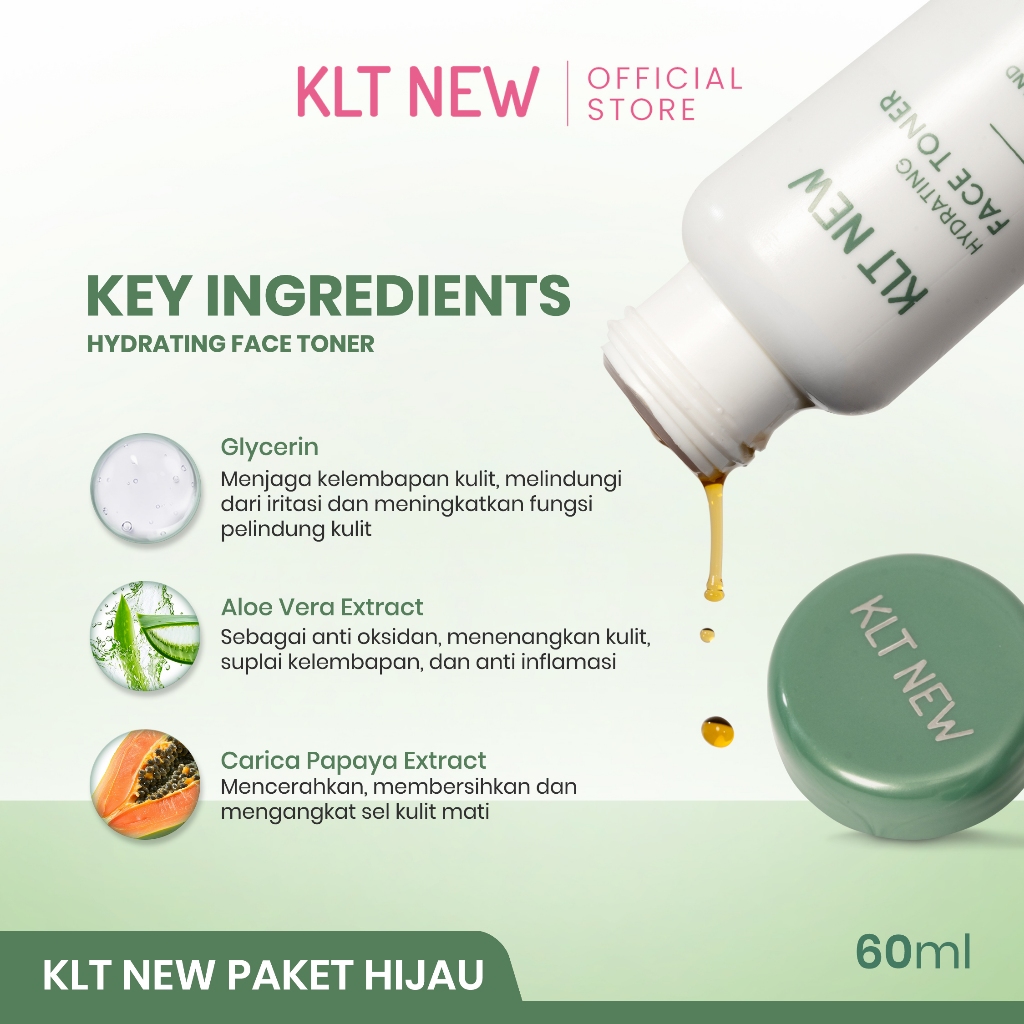 Jual KLT NEW HIJAU FACE TONER Brightening – Toner Pencerah & Penyegar ...