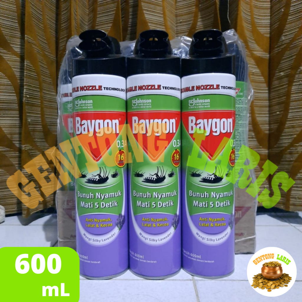 Jual Baygon Aerosol 600 ml Obat Nyamuk Spray Semprot Silky Lavender ...