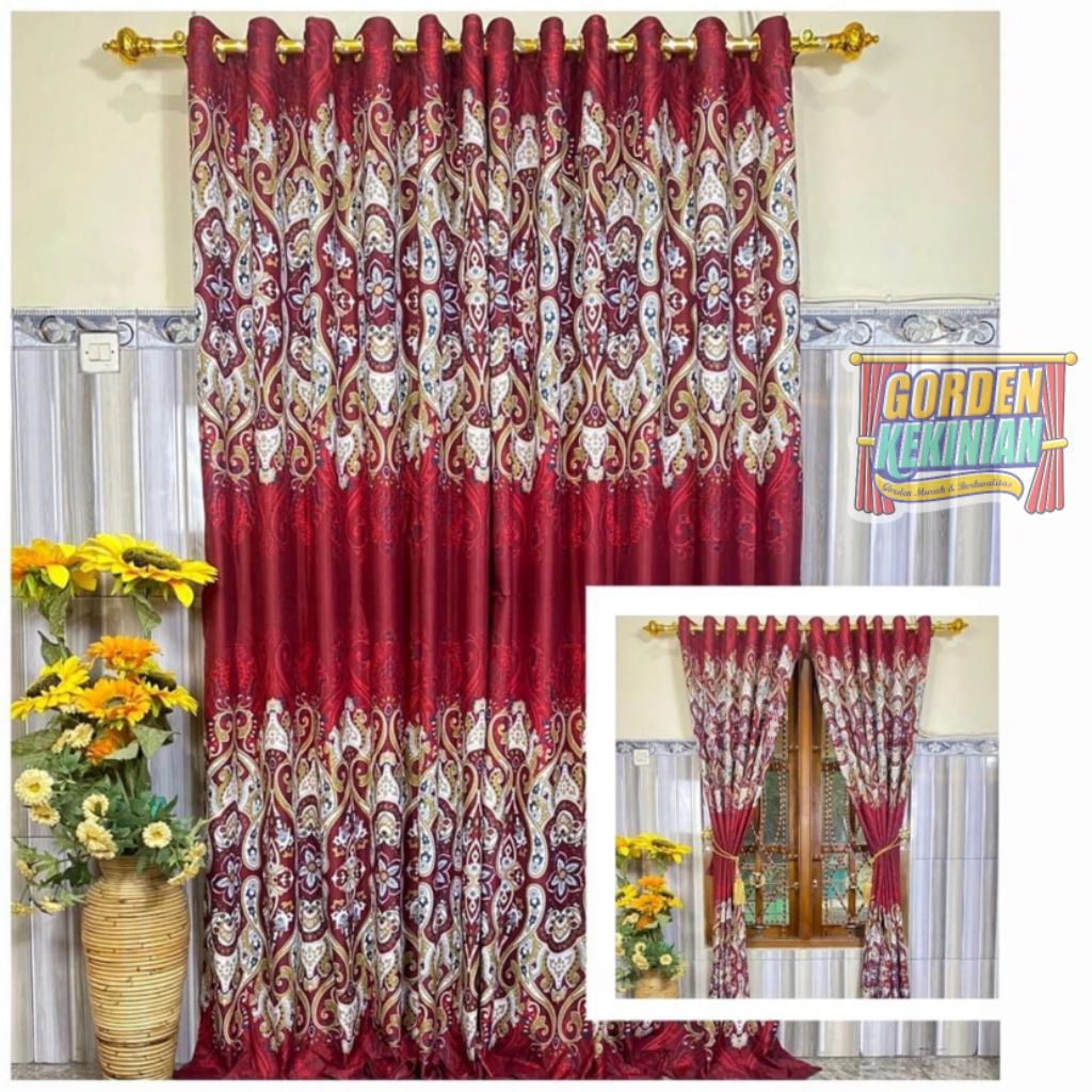 Jual Gorden Motif Batik Ratu Maroon Ring 12 Gorden Batik Ratu Maroon ...
