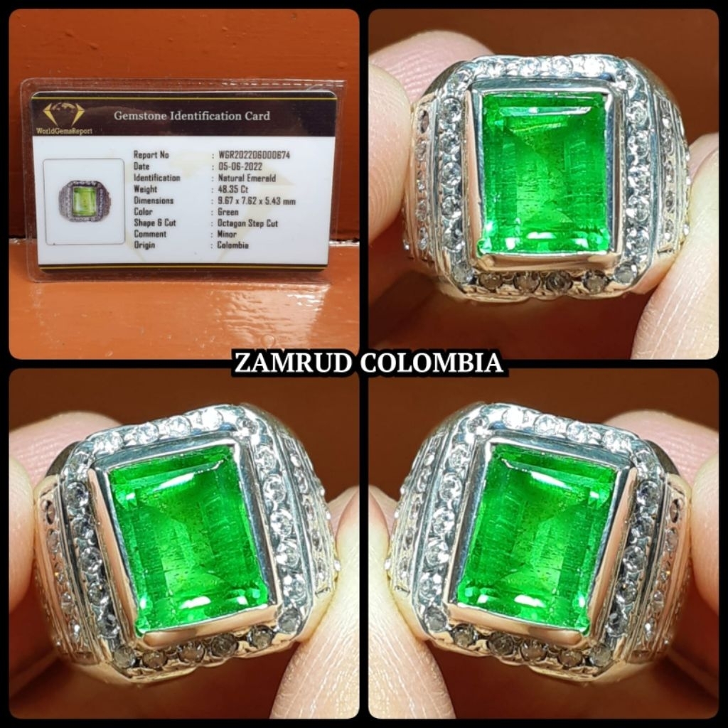 Jual natural.jamrud colombia super kristal + ring perak silver | Shopee ...