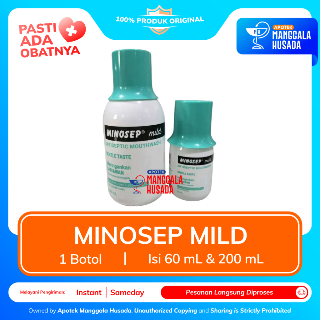 Jual MINOSEP MILD ANTISEPTIC MOUTHWASH 0.1% HIJAU | Shopee Indonesia