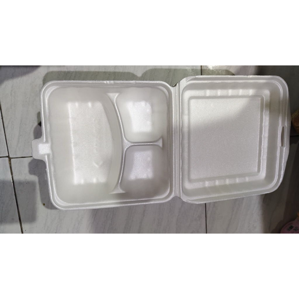 Jual Kotak Makanan Styrofoam Sekat 3 (LUX) – Wadah Nasi Kotak Sekali ...
