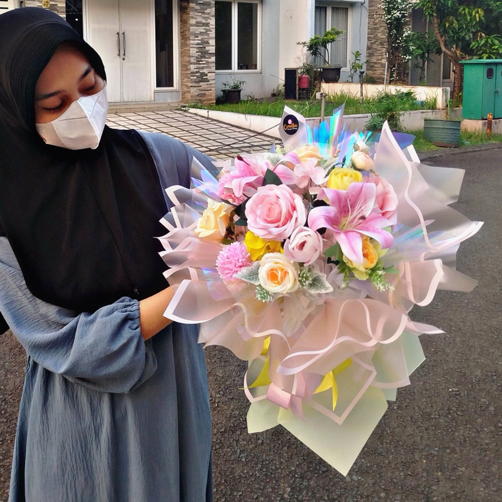 Jual (TIDAK PO) round buket bunga lily / buket mawar / flower bouqet ...