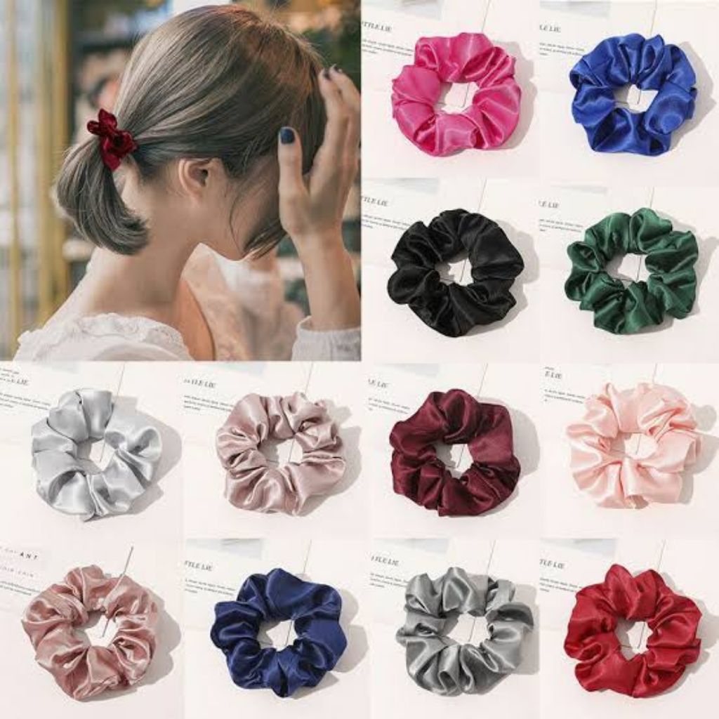 Jual Scrunchie premium ikat rambut satin l grosir l ikat rambut ...