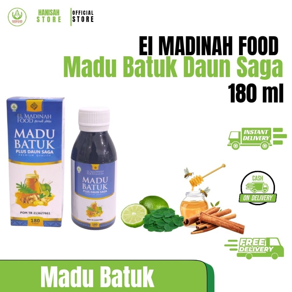 Jual Madu Batuk Plus Daun Saga Dan Gamat Emas | El Madinah Food 180GR ...