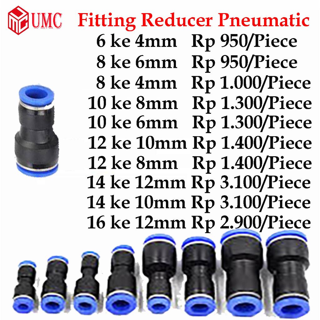 Jual Fittings Pneumatic Lurus Reducer 4 6 8 10 12 14 16 PG Slip Lock ...