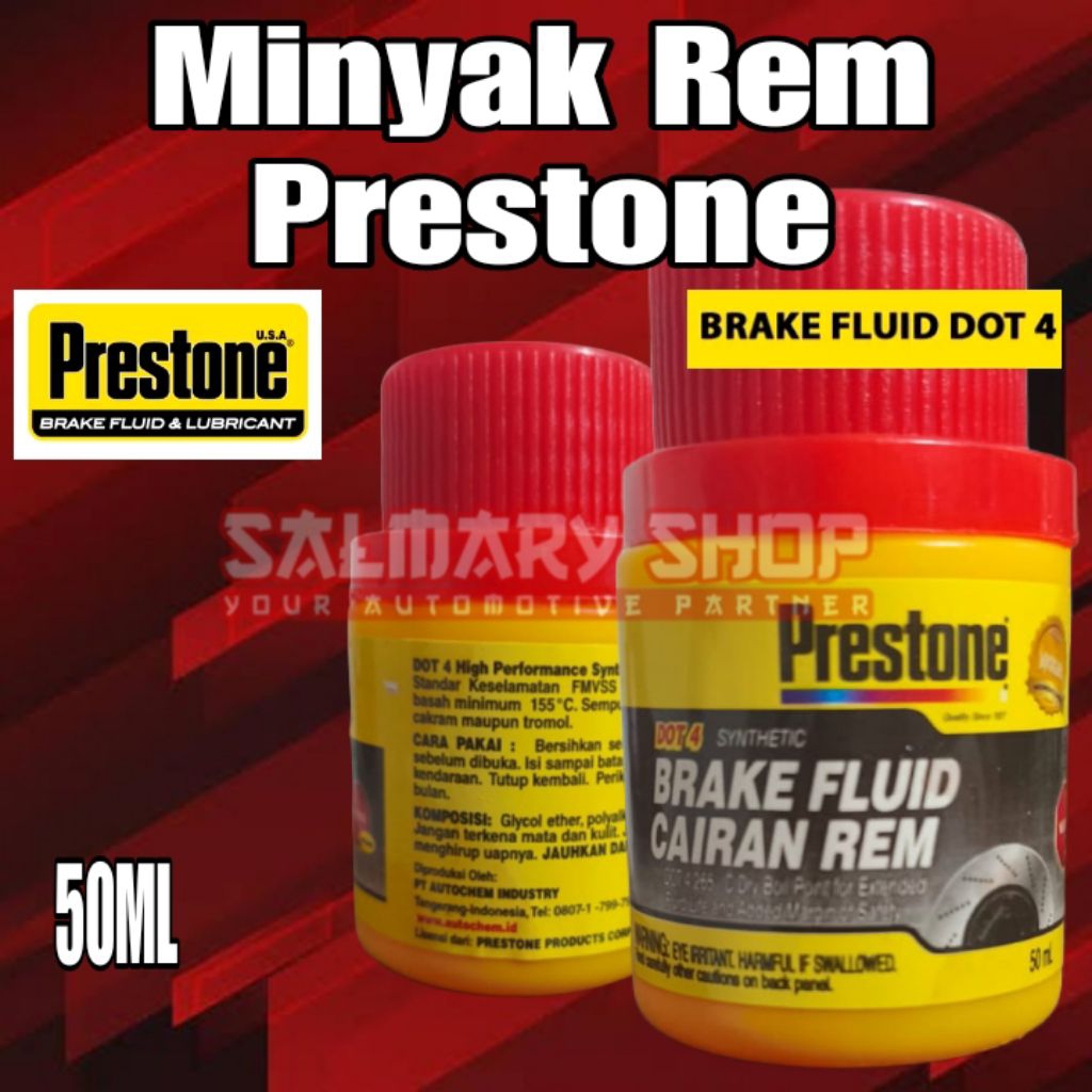 Jual Oli Rem Motor Prestone Brake Fluid Cairan Rem Dot 4 RED MERAH 50ml ...