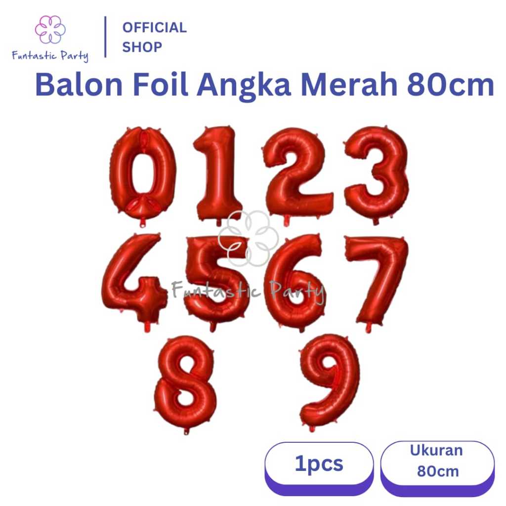 Jual Balon Foil Angka Warna Merah Ukuran 75cm | Shopee Indonesia