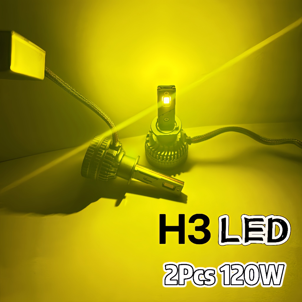 Jual Lampu H3 Super Terang 120W - 2Pcs LED Kuning Led Car Headlights ...