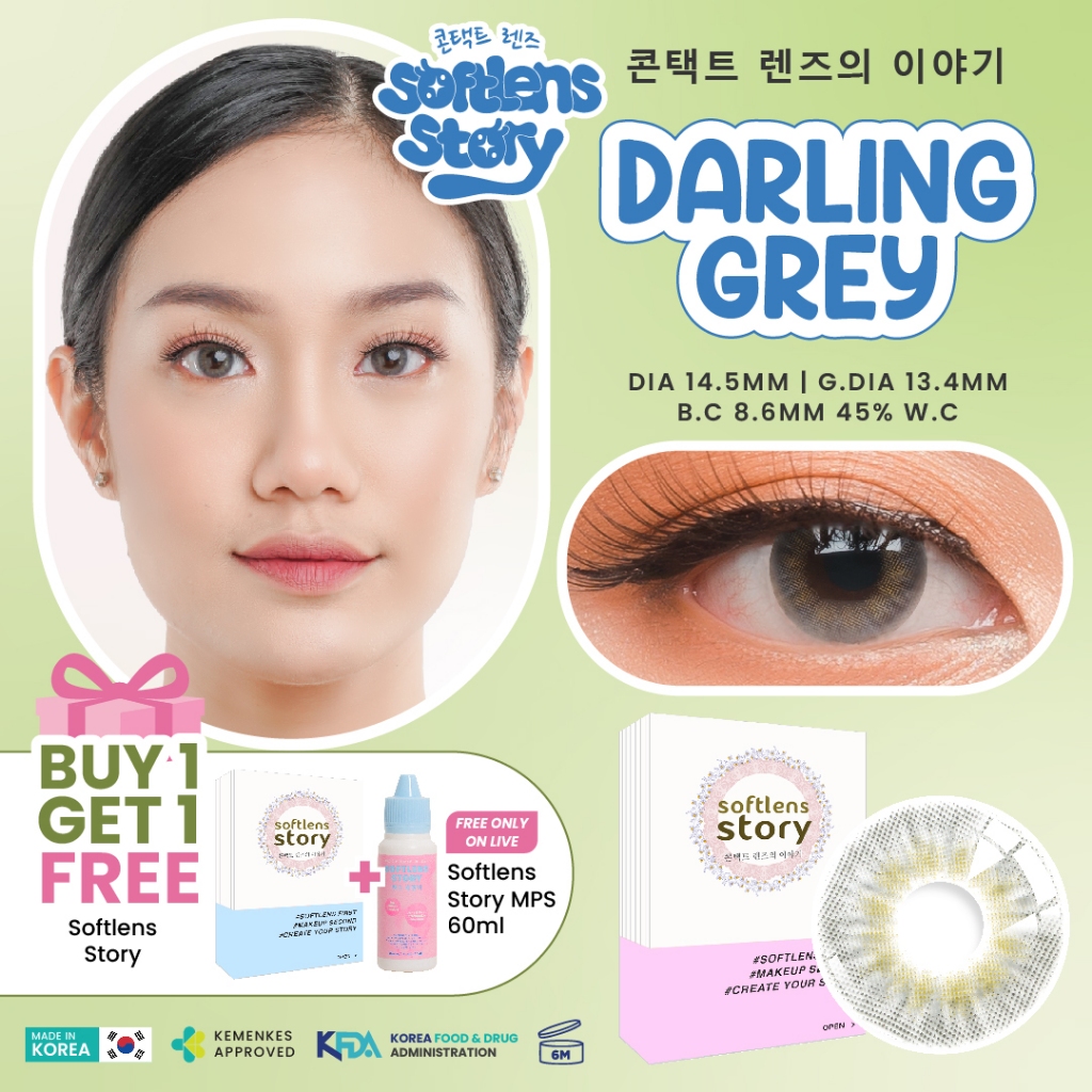 Jual BUY 1 GET 1 Softlens Story Darling Grey 1 Pasang | 14.5mm Soflens ...