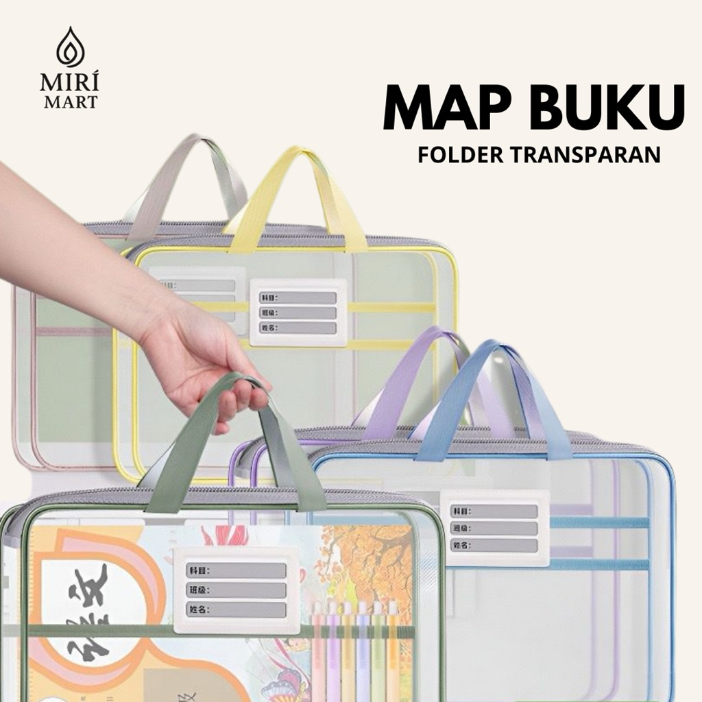 Jual Tas Dokumen Transparan A4 dengan Resleting Ganda & Tali Pegangan ...