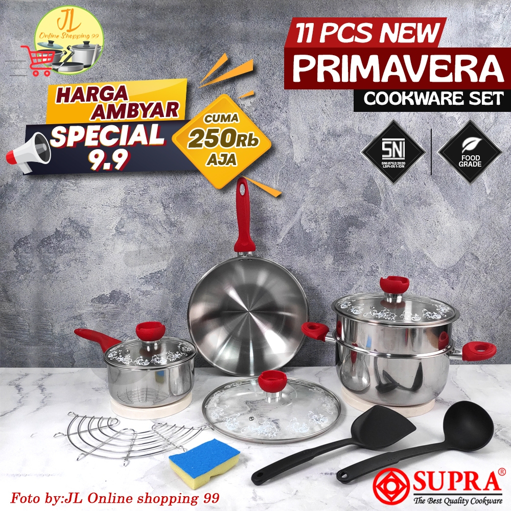 Jual SUPRA Harga Ambya Special 9.9 panci set 11PCS PrimaVera Cookware ...