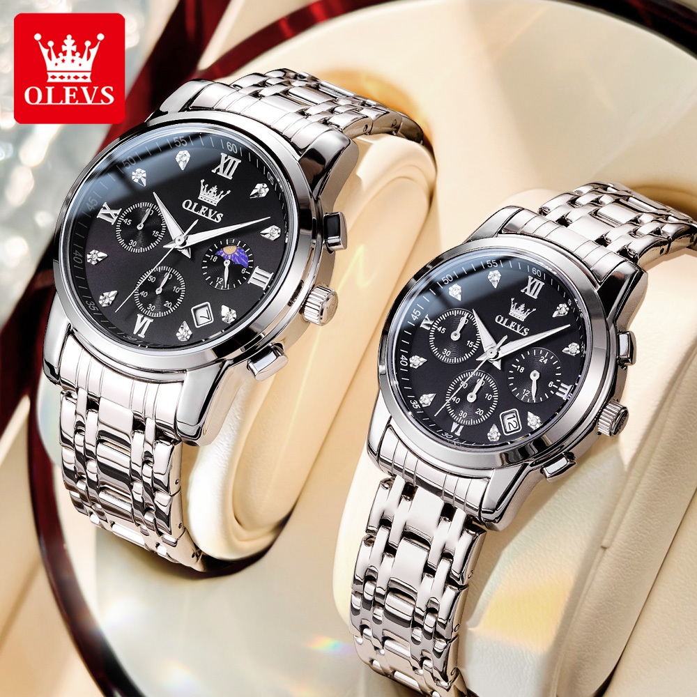 Jual OLEVS Jam Tangan Couple Pasangan Anti Air Original Stainless Steel ...