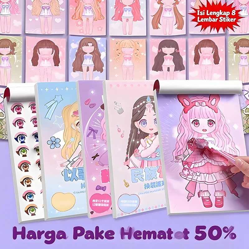 Jual Paket buku Stiker book Ganti Baju Anak Perempuan Lucu, dress ...