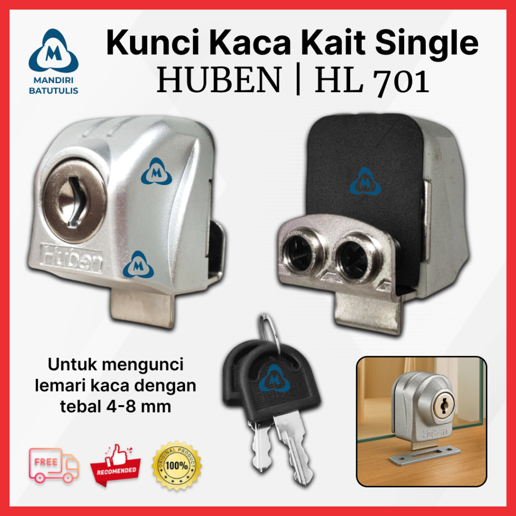 Jual Kunci Kaca Lemari Kaca Single Huben HL 701 - Konci Etalase / Kunci ...