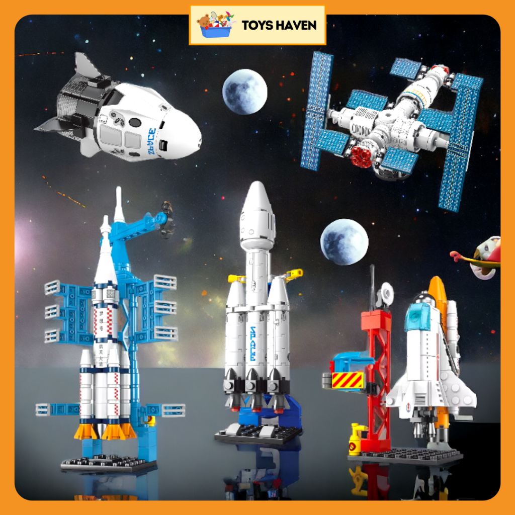 Jual Mainan Bricks Rocket Kotak Pesawat Ulang-alik Peluncuran Roket 3D Puzzle Mainan Balok Susun ...