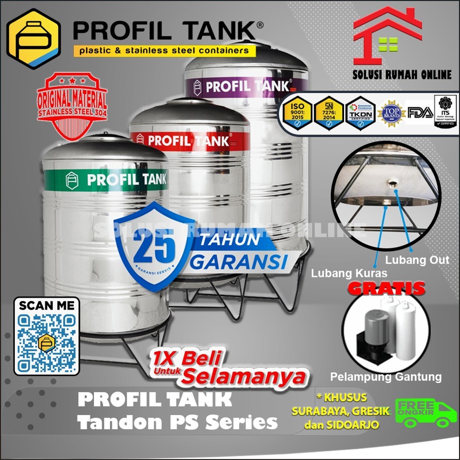 Jual PROFIL TANK Tangki Air Stainless Steel Kaki PS SS Liter Toren ...