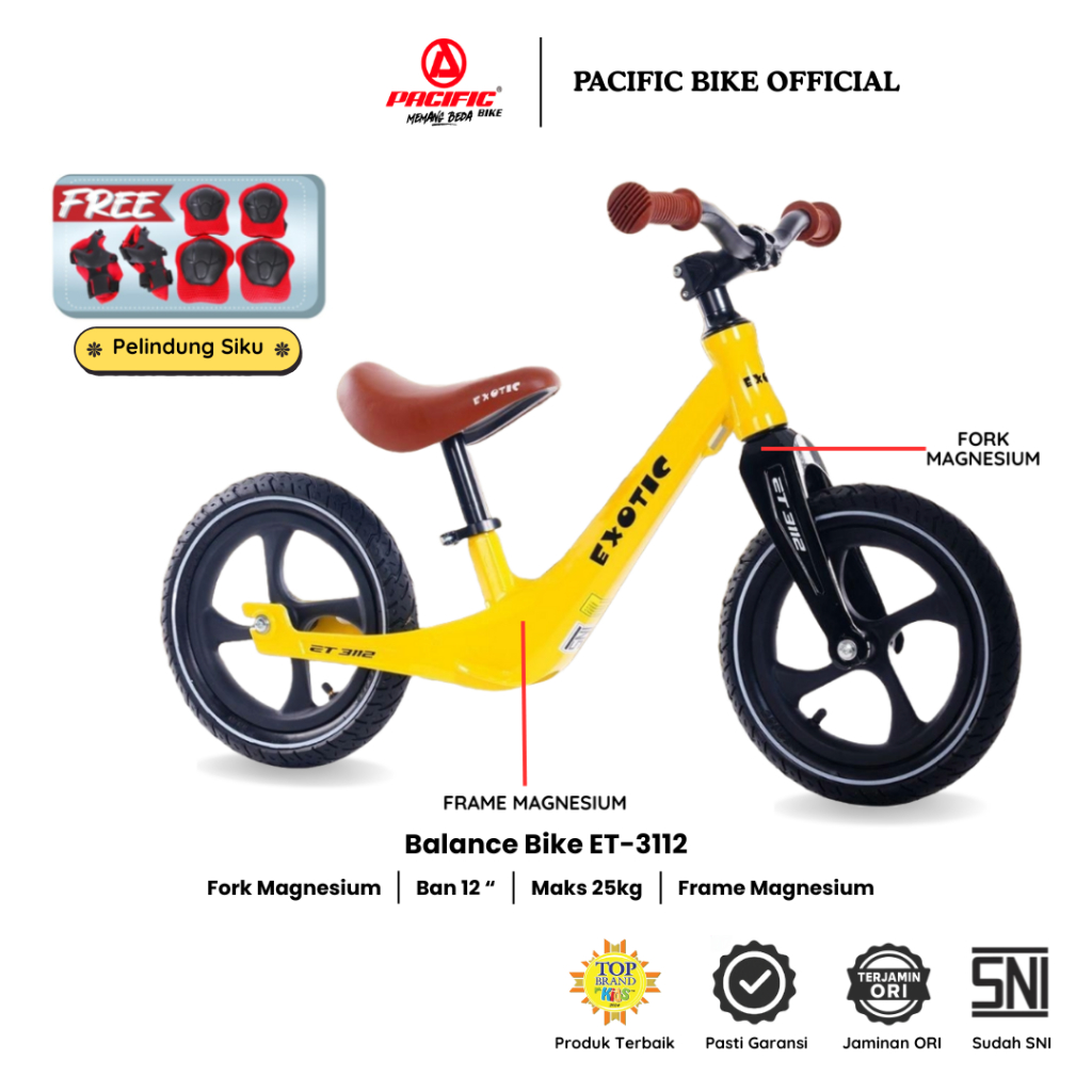 Jual Pacific Sepeda Keseimbangan Anak Push Bike Exotic ET-3112 | Frame ...