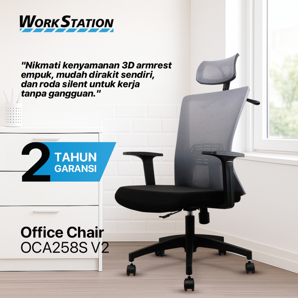 Jual WorkStation by Fantech Kursi Kerja Kantor OCA258s V2 Grey Premium ...