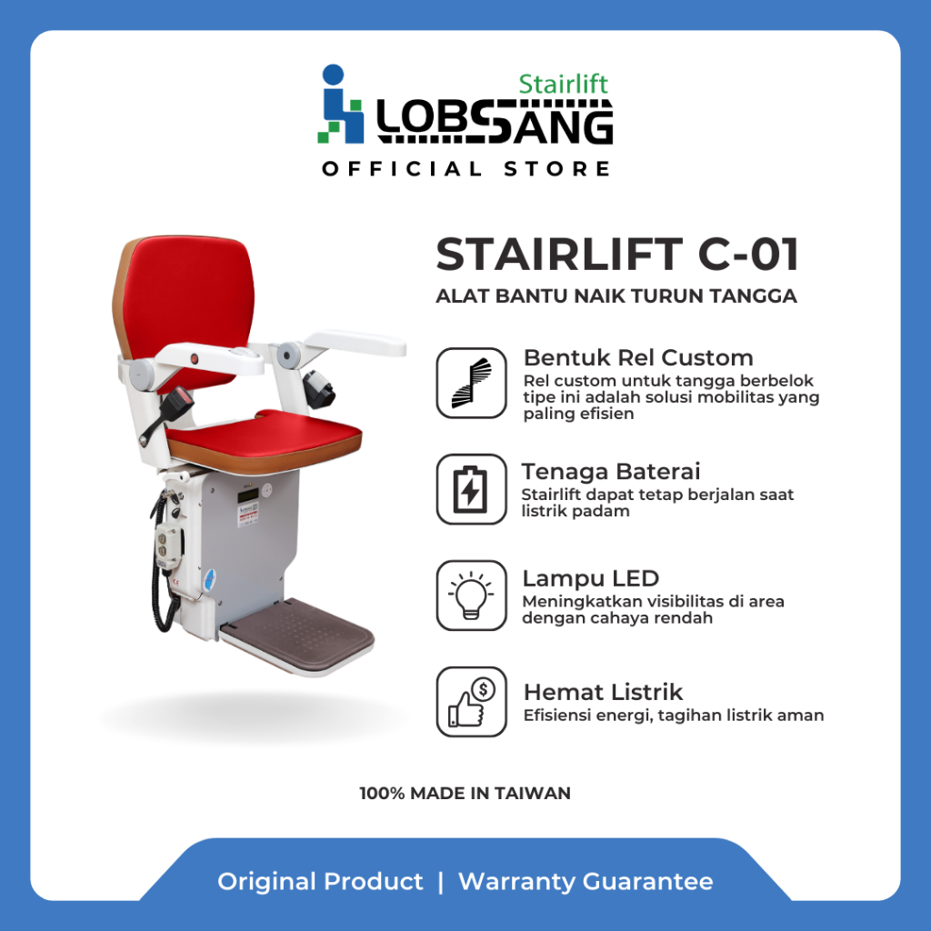Jual LOBSANG STAIRLIFT C-01 RED Lift Kursi Tangga Warna Merah Tipe ...