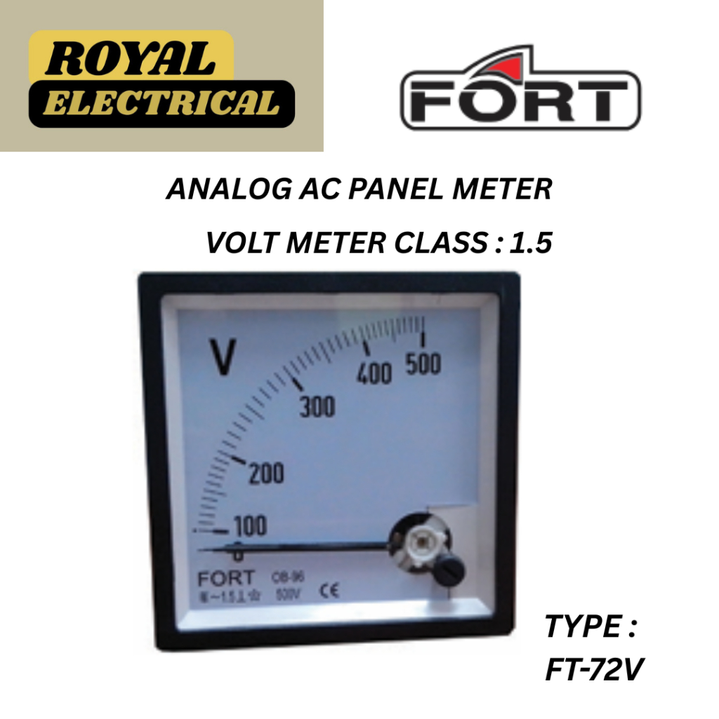 Jual FORT ANALOG AC PANEL METER / VOLT METER CLASS 1.5 / 0-500V / 0 ...