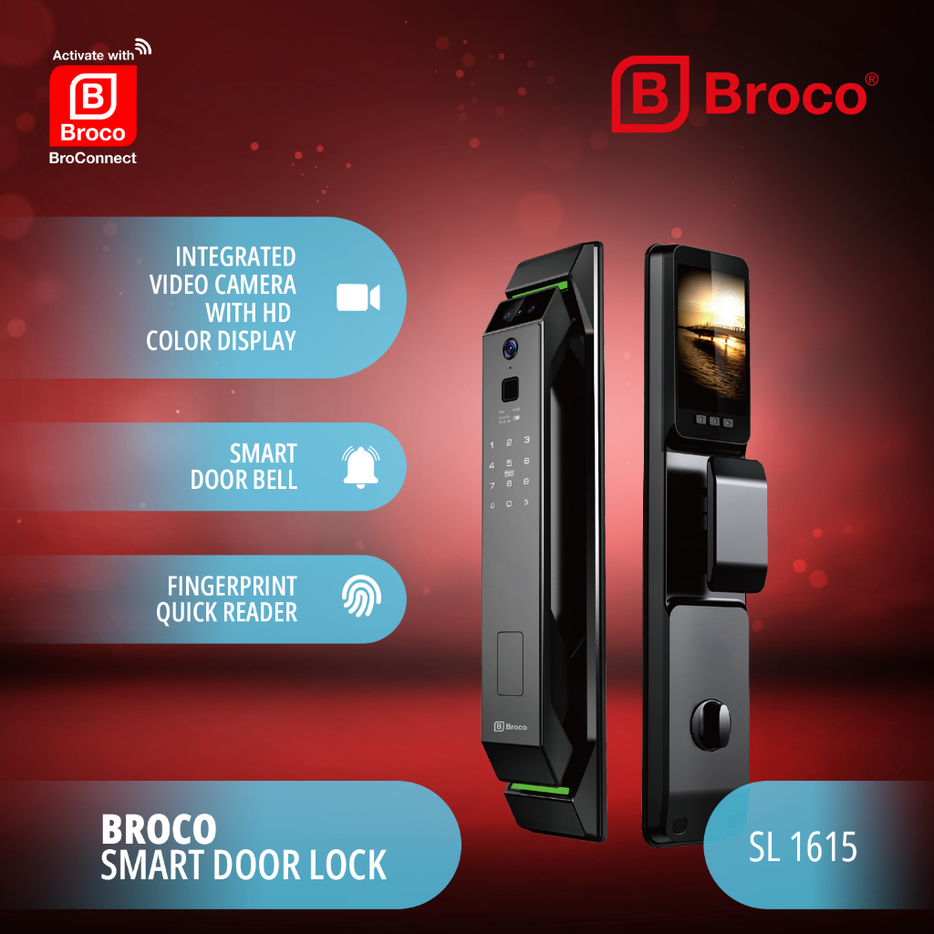 Jual BROCO Smart Door Lock with Color Screen Monitor SL1615 | Shopee ...