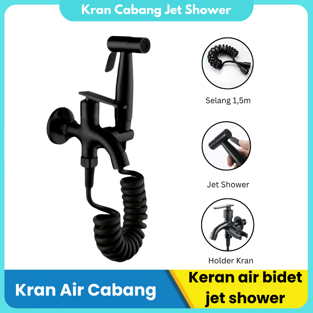 Jual Kran Cabang 2 in 1 Jet Shower Klosed Keran Bidet Washer Tee Faucet ...