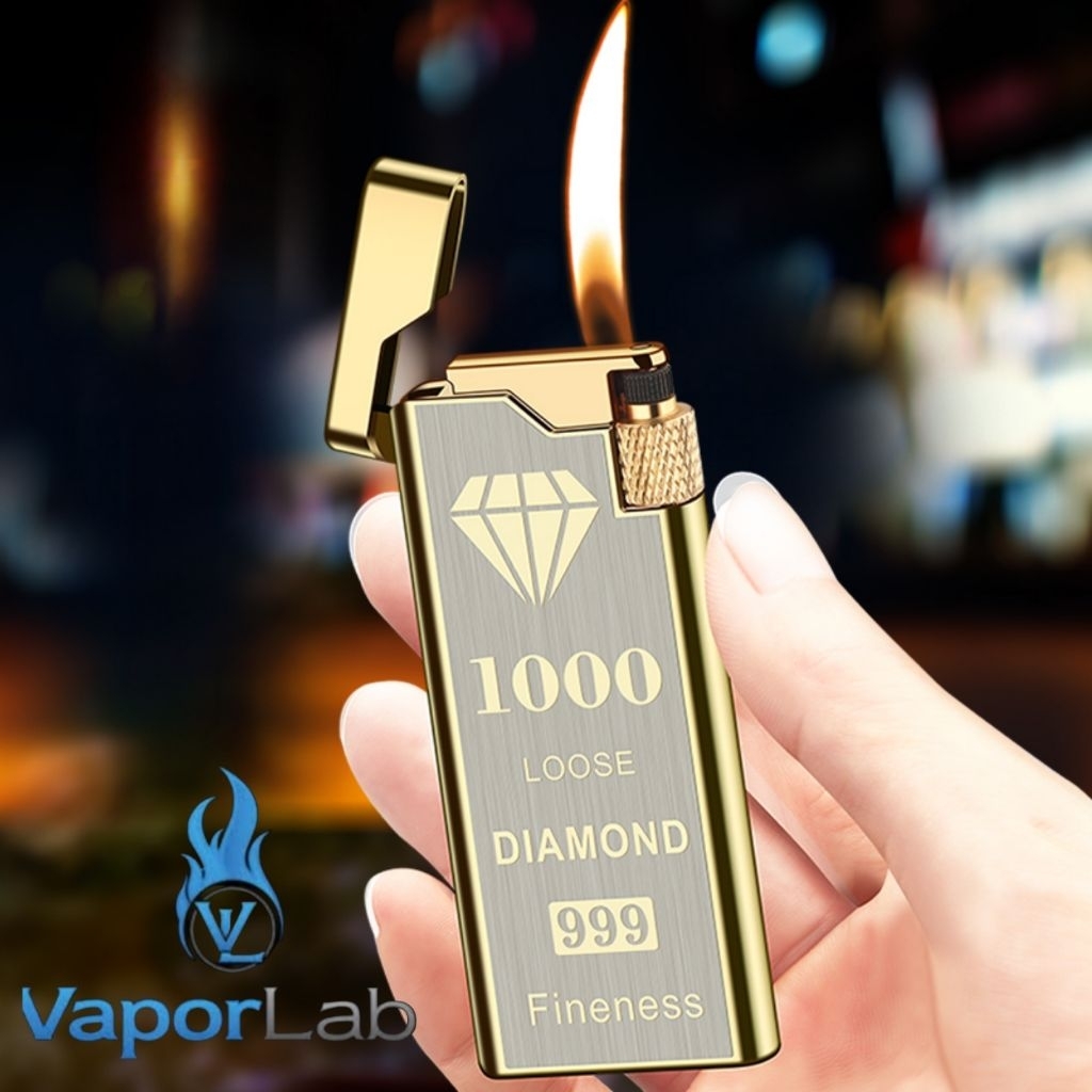 Jual korek api gas pakai roda dan batu api slim design mewah elegant ...