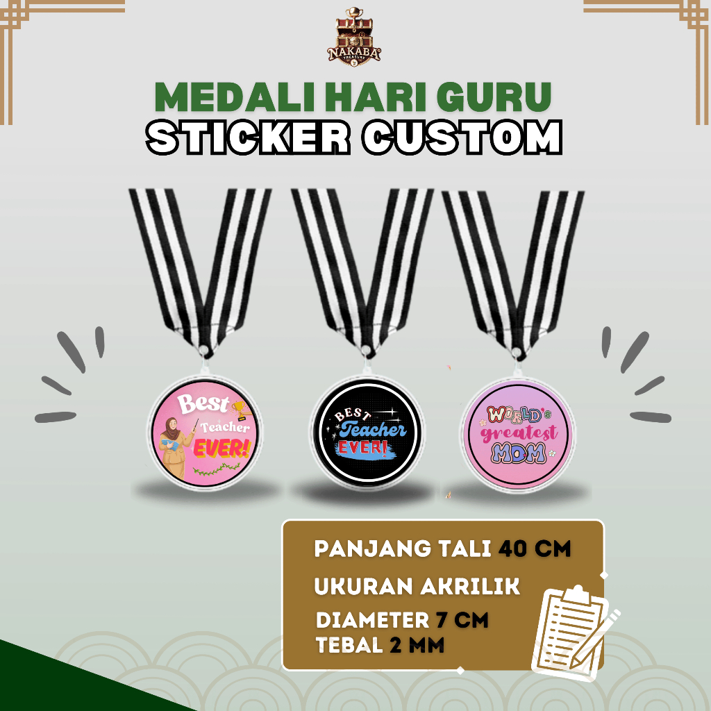 Jual Medali Akrilik Hari Guru Sticker Custom Kado l Hadiah l ...