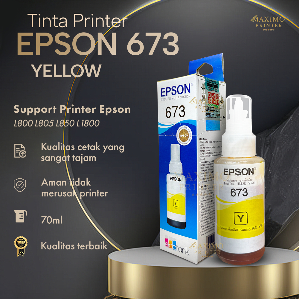 Jual Tinta Original Epson 673 Yellow For Printer L800 L805 L810 L850L1800 | Shopee Indonesia