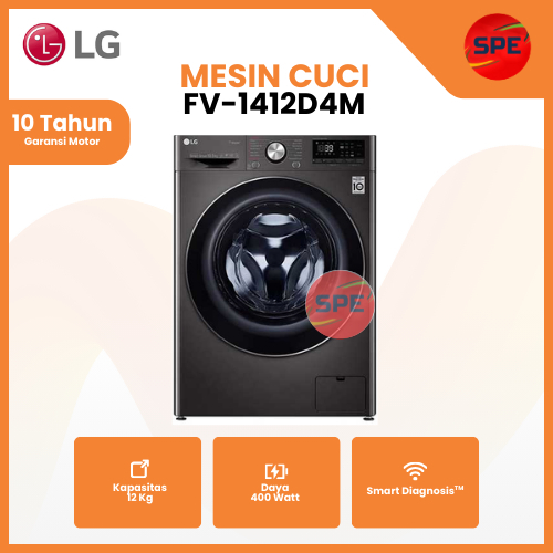 Jual Mesin Cuci Front Loading LG FV1412D4M / FV-1412D4M / Kapasitas 12 ...