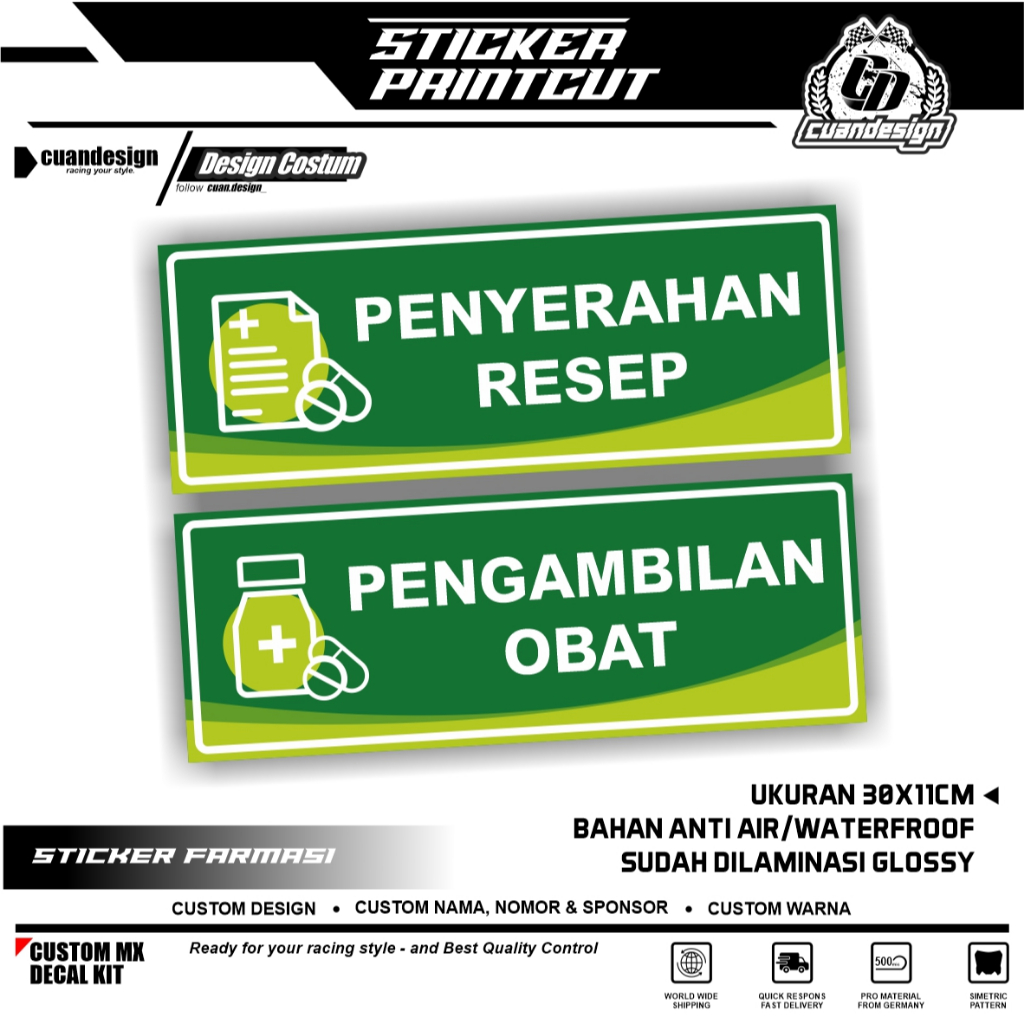 Jual STICKER SIGN FARMASI STIKER PENYERAHAN PENGAMBILAN RESEP OBAT ...