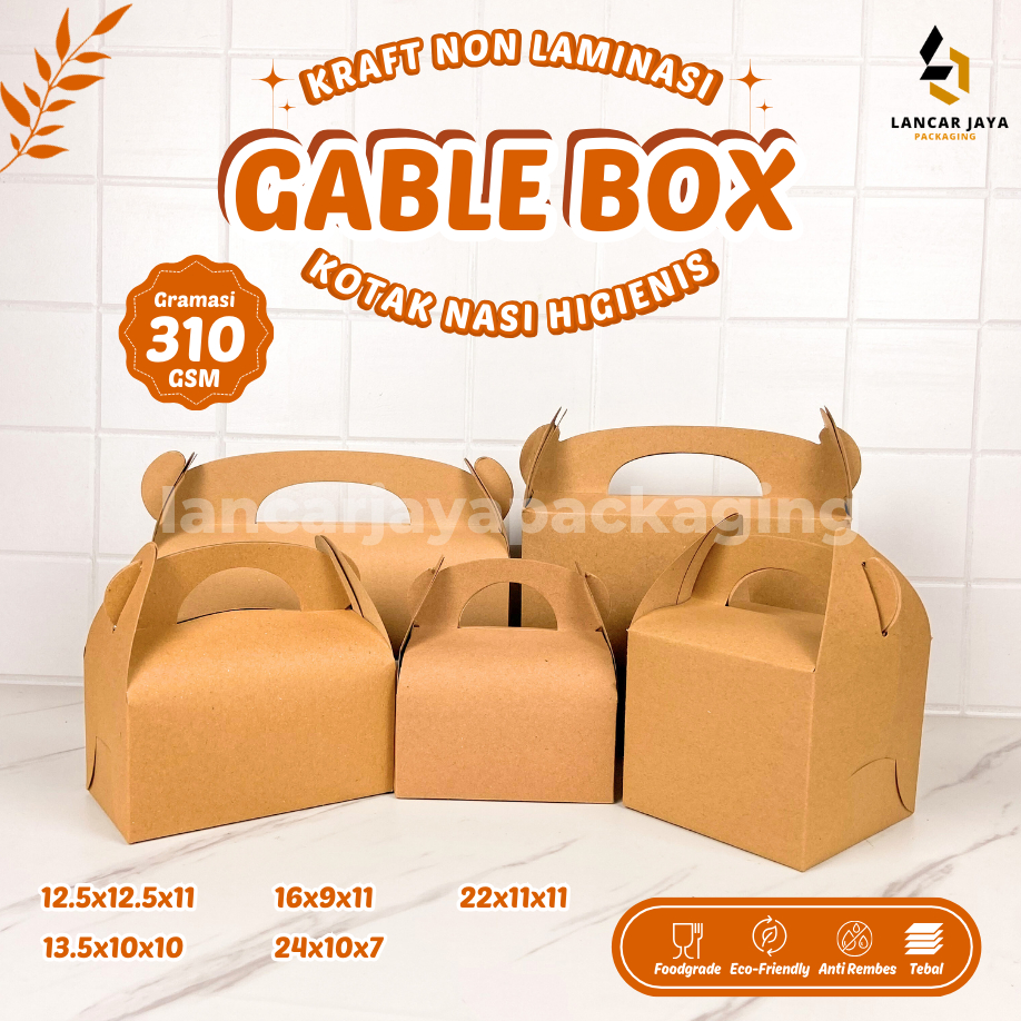 Jual Gable Box Kraft Coklat Jinjing Non Laminasi Kemasan Makanan Snack ...
