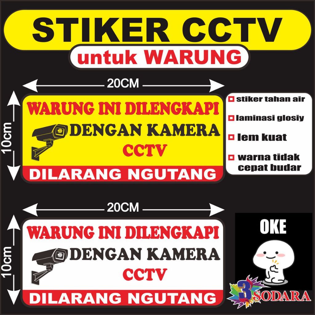 Jual STIKER CCTV UNTUK WARUNG DAN STIKER KEAMANAN | Shopee Indonesia