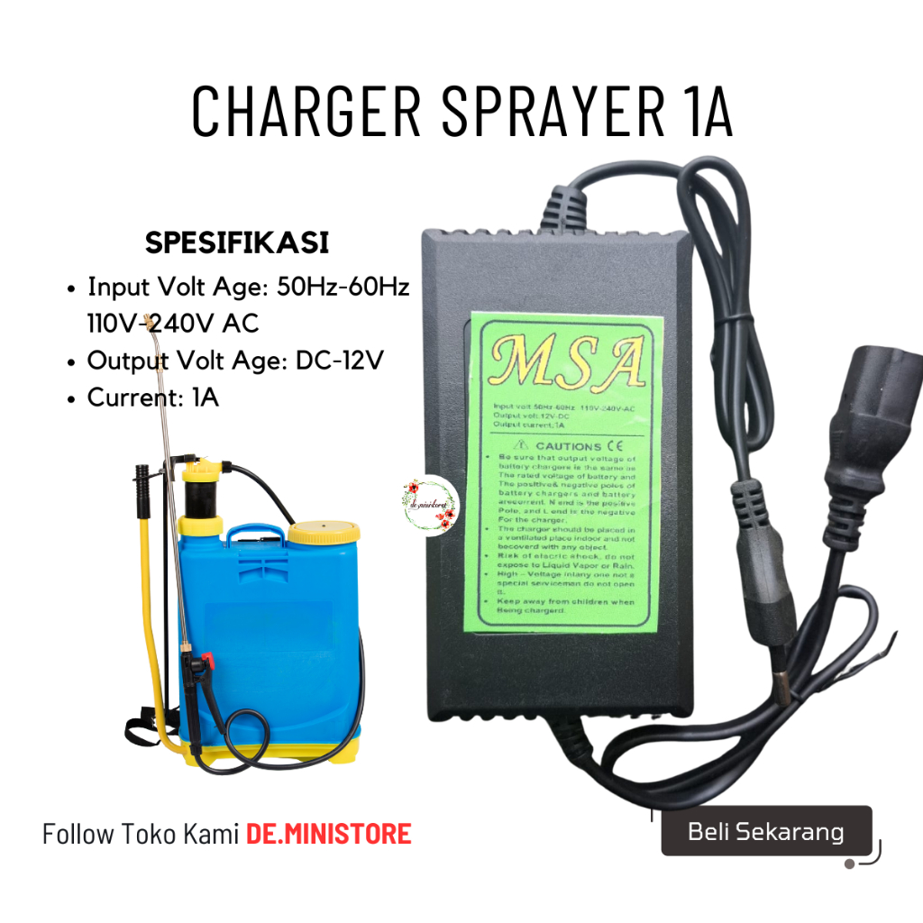 Jual MSA Charger Sprayer Elektrik 12V 1A Cas Tangki Sprayer Elektrik 1A ...