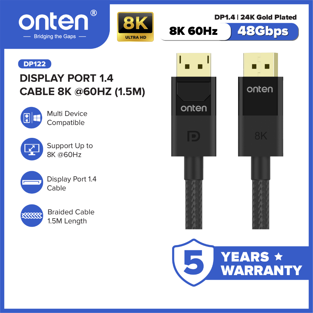 Jual Onten Cable DP TO DP Kabel Display Port 1.4 8K @60Hz Panjang 1.5M ...