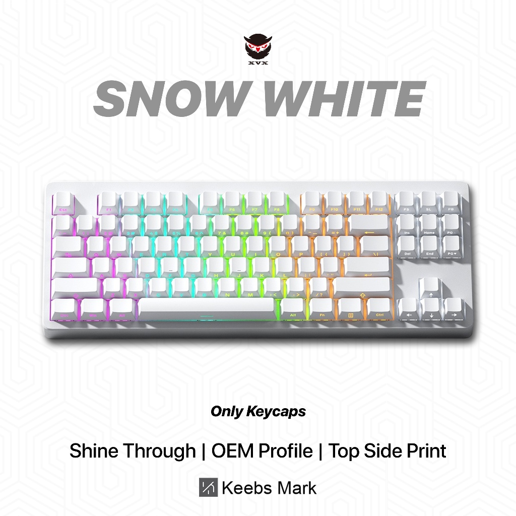 Jual XVX Snow White Shine Through Top / Side Print Keycaps Keys OEM ...