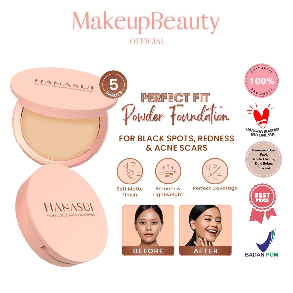 Jual HANASUI Perfect Fit Powder Foundation 12,5g | Bedak Padat | Shopee ...
