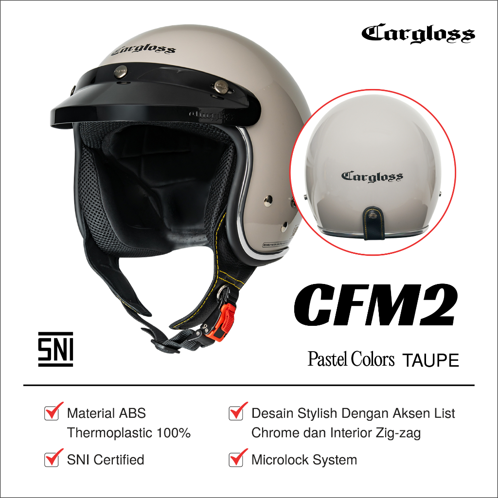 Jual Cargloss CFM 2 Retro Helm Half Face - Taupe | Shopee Indonesia