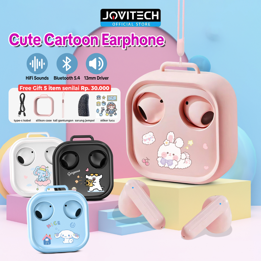 Jual Jovitech TWS 2025 EP19C Headset Karakter Lucu Bluetooth Inpods ...