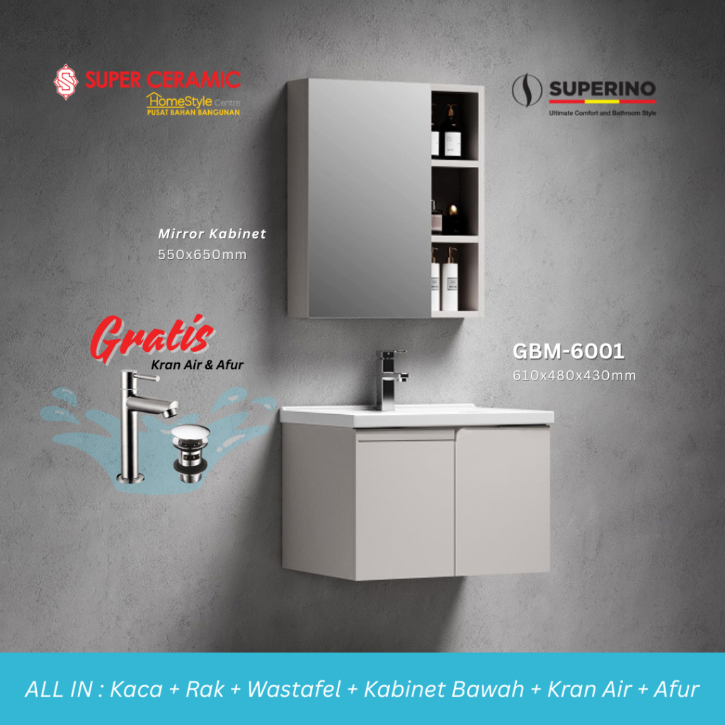 Jual SUPERINO Solid Wall-Mounted Bathroom Cabinet Set / Solid Kabinet ...