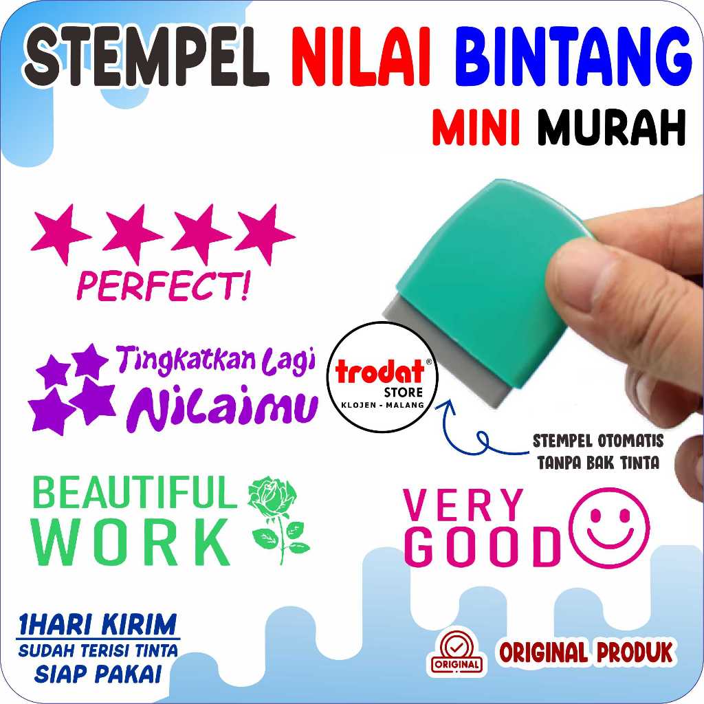 Jual STEMPEL NILAI GURU LUCU PAUD/TK/STAMPEL MINI PENILAIAN BINTANG ...